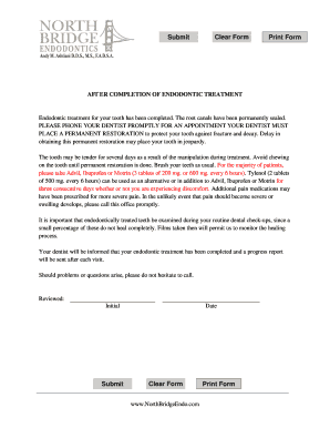 Fillable Online AFI ER COMPLETION OF ENDODONTIC TREATMENT Fax Email ...
