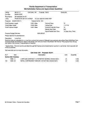 Fillable Online Florida Department of Transportation Bid Solicitation ...