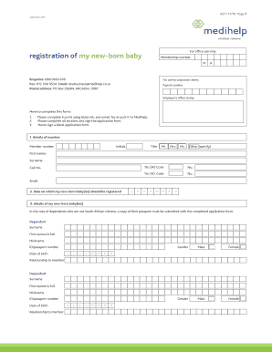 Fillable Online For office use only registration of my new-born baby ...