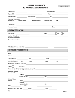 Fillable Online SUTTER INSURANCE Fax Email Print - pdfFiller