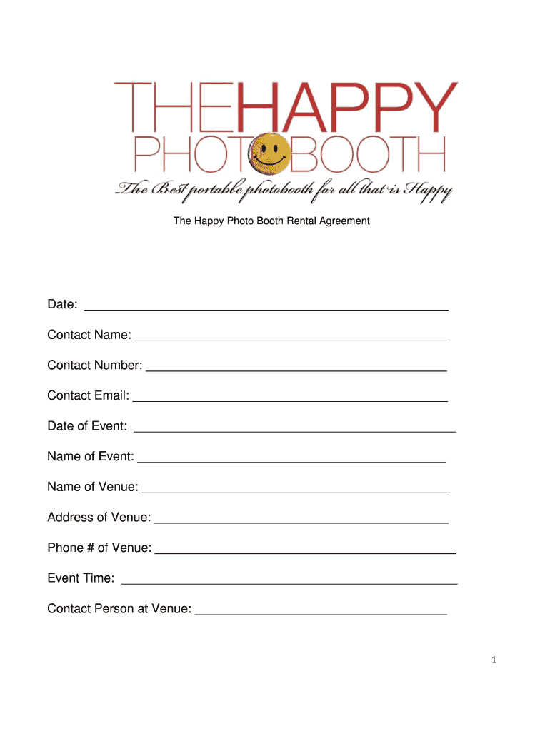 Fillable Online The Happy Photo Booth Rental Agreement Form Fax Email ...
