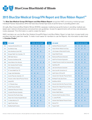 Fillable Online 2015 Blue Star Medical Group/IPA Report and Blue Ribbon ...