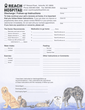 Fillable Online Discharge / Follow-up Instructions Fax Email Print ...