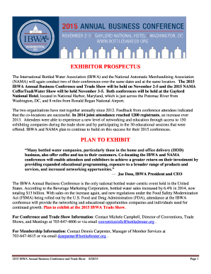 Fillable Online bottledwater EXHIBITOR PROSPECTUS - Bottled Water Fax ...