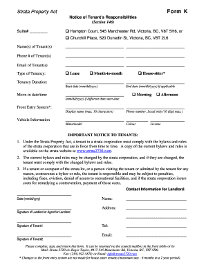 Fillable Online Notice of Tenant s Responsibilities (Section 146) Fax ...
