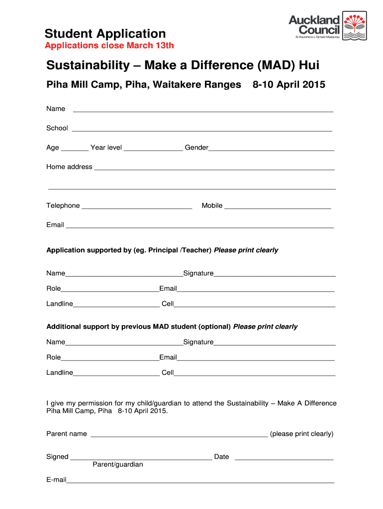 Fillable Online aucklandcouncil govt Sustainability Make a Difference (MAD) Hui ...