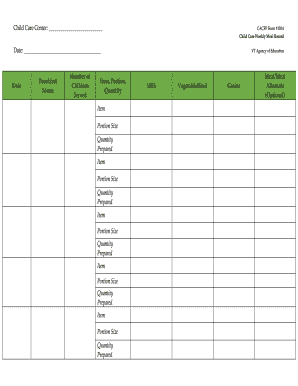 Fillable Online education vermont CACFP Form 100A, Child Breakfast Meal ...