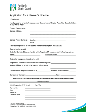 Fillable Online HAWKERS Application Form New - Draft Fax Email Print ...