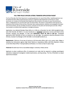 Fillable Online riverside oh FULL TIME POLICE OFFICER LATERAL TRANSFER ...