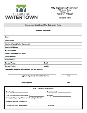 Fillable Online Successor Conditional Use Extension Form Fax Email ...