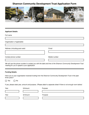 Fillable Online Shannon Community Development Trust Application Form ...