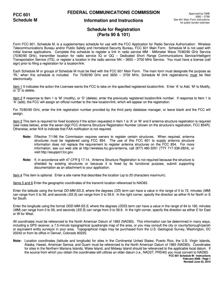 Fillable Online apps fcc Schedule for Registration - apps fcc Fax Email ...