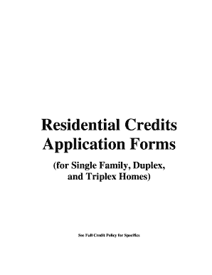 Fillable Online Residential Credits Application Forms Fax Email Print ...