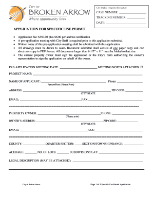 Fillable Online APPLICATION FOR SPECIFIC USE PERMIT - Official Website Fax Email Print - pdfFiller