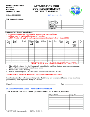 Fillable Online APPLICATION FOR DOG REGISTRATION - Fax Email Print ...