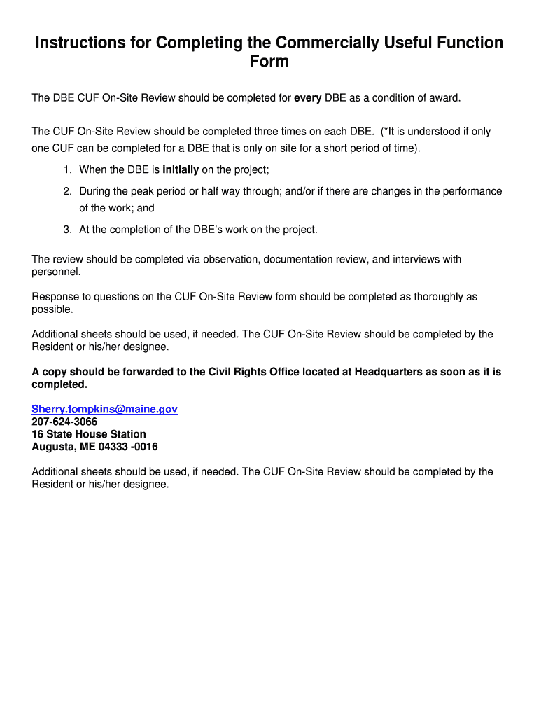 Fillable Online DBE CUF Form.doc - maine Fax Email Print - pdfFiller