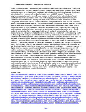 Fillable Online gjin Credit Card Authorization Code List PDF ...