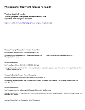 Fillable Online Photographer Copyright Release Form Fax Email Print ...