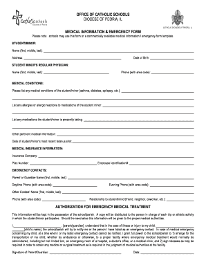 Fillable Online MEDICAL INFORMATION & EMERGENCY FORM Fax Email Print ...