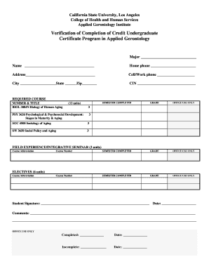 Fillable Online calstatela Verification of completion form undergrad ...