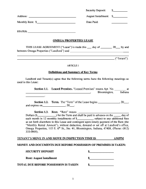 Fillable Online Security Deposit: Fax Email Print - pdfFiller