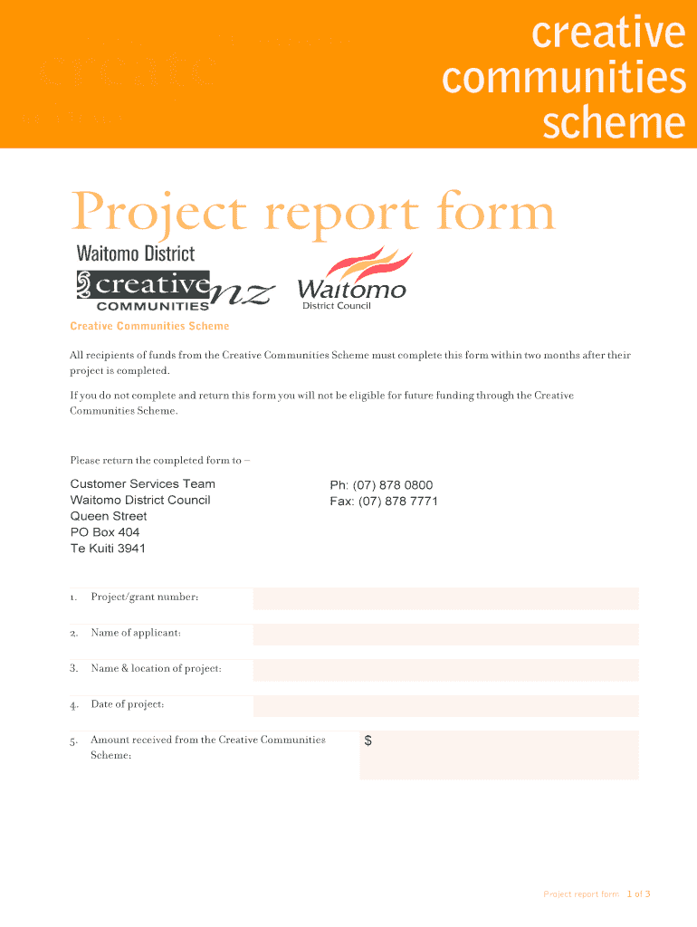 Fillable Online waitomo govt Project report form - Waitomo District ...