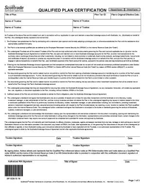 Fillable Online QUALIFIED PLAN CERTIFICATION Fax Email Print - pdfFiller