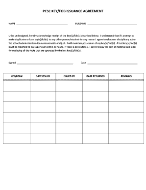Fillable Online PCSC KEY/FOB ISSUANCE AGREEMENT Fax Email Print - pdfFiller