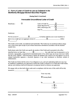 Fillable Online C. Form of Letter of Credit for use as Collateral in ...