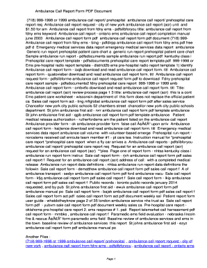 Ambulance Call Report - Fill Online, Printable, Fillable, Blank | pdfFiller