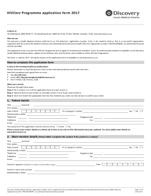 Fillable Online balancesa co HIV Care Programme application form 2017 ...