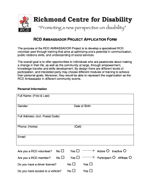 Fillable Online RCD Ambassador Project App Form.docx Fax Email Print ...