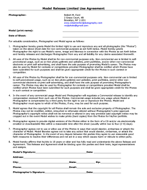 Fillable Online Model Release Limited Use Agreement - Robert M. Ford ...