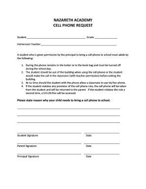 Fillable Online nazarethacademy Cell Phone Request Form - Nazareth ...