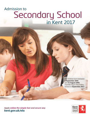 Fillable Online kent gov Transferring to Secondary - kent gov Fax Email ...