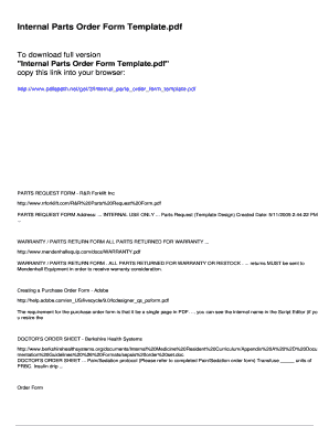 Fillable Online Internal Parts Order Form Template - pdfslibforyou.com ...