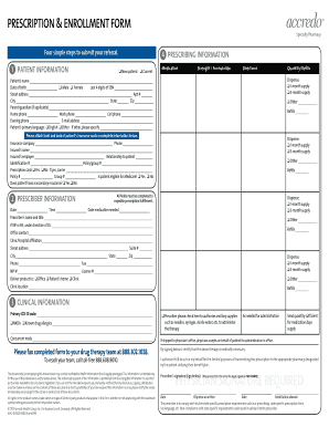 Fillable Online PRESCRIPTION & ENROLLMENT FORM Fax Email Print - pdfFiller