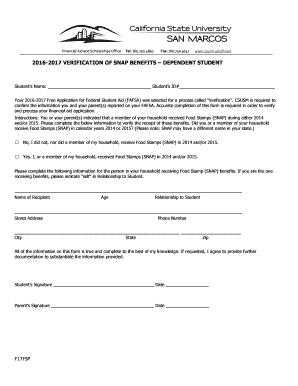 Fillable Online csusm 17 Verification of Food Stamps Dependent - csusm ...