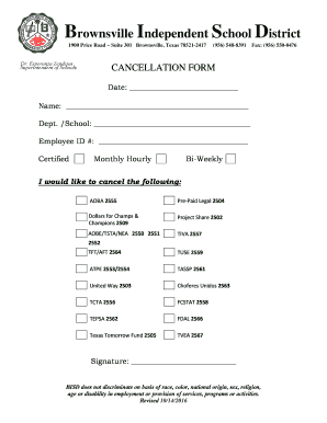 Fillable Online bisd Brownsville Independent School istrict - bisd.us ...