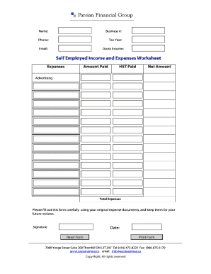 Fillable Online Parsian Self employed form Fax Email Print - pdfFiller