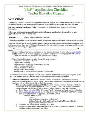 Fillable Online gseis ucla TEP* Application Checklist - gseis.ucla.edu ...