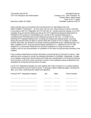 Fillable Online HireRight DOT Fax Email Print - pdfFiller