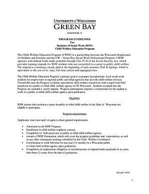 Fillable Online uwgb Child Welfare Education Program - uwgb Fax Email ...