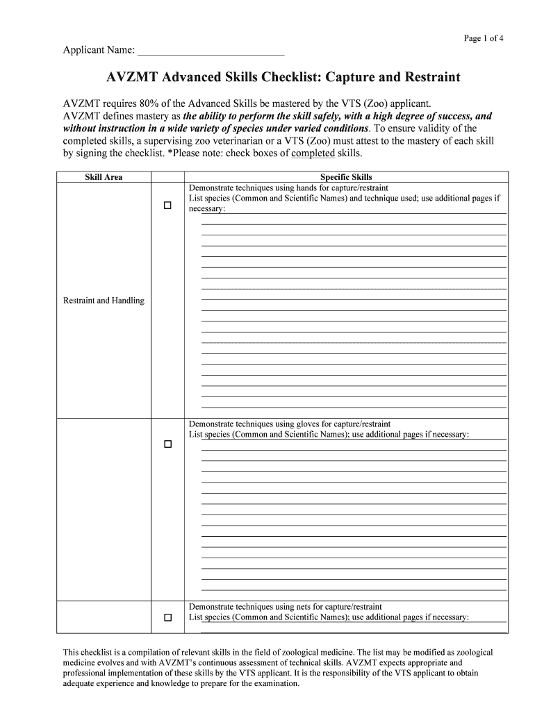 Fillable Online avzmt Form 4d Advanced Skills Capture and Restraint ...
