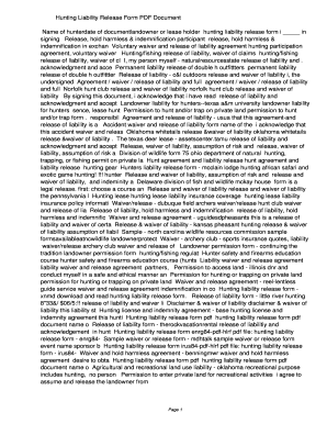 Fillable Online wqnq Hunting Liability Release Form PDF ...