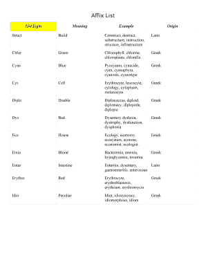 Fillable Online Affix List Eight and Choice Assignments - Weebly Fax ...