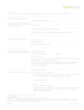 Fillable Online ICP Account Application Form for T2S Fax Email Print ...