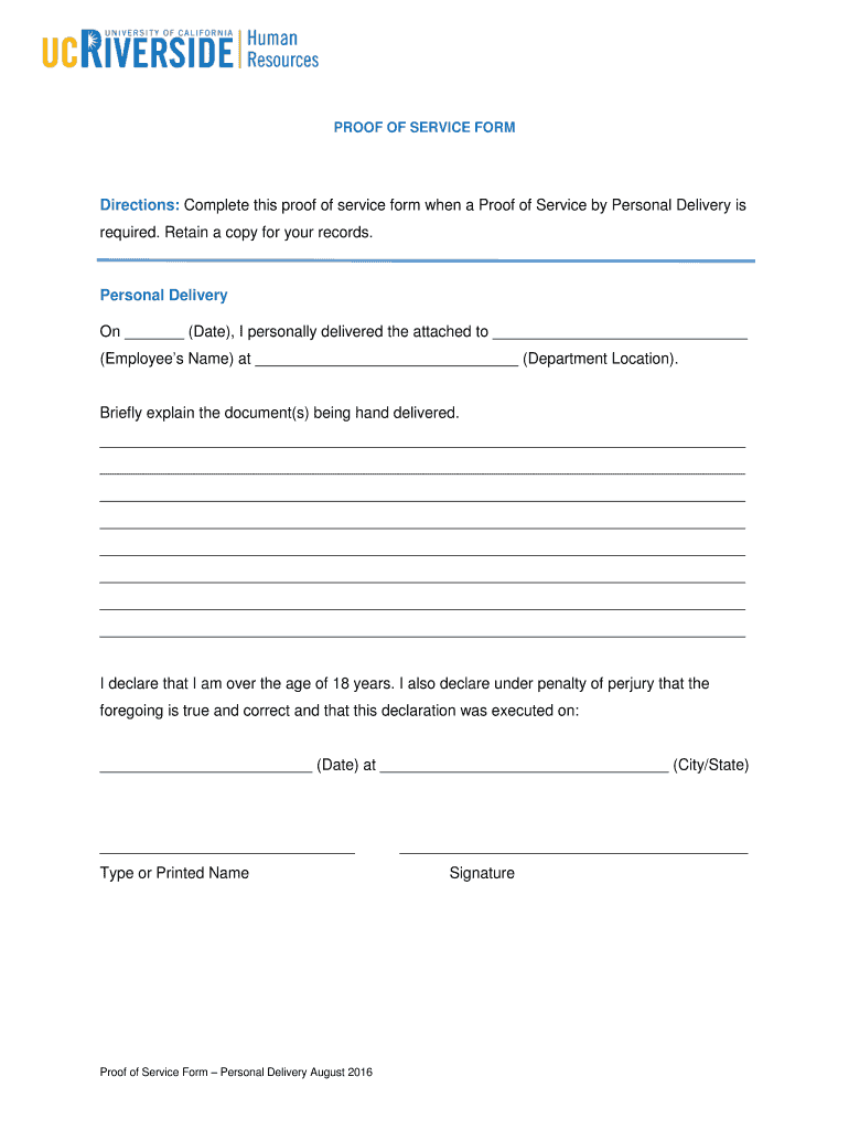 Fillable Online hr ucr Directions: Complete this proof of service form ...