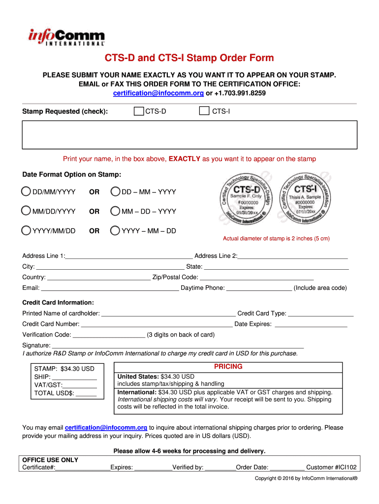 Fillable Online infocomm Dear CTS-D and CTS-I holder: Fax Email Print ...
