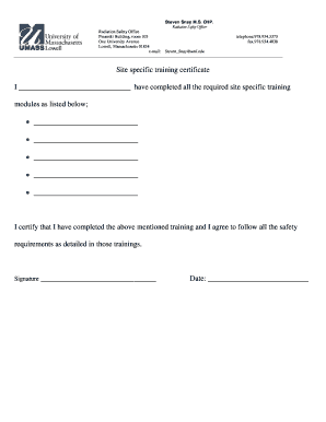 Fillable Online uml site specific training certification - uml Fax ...